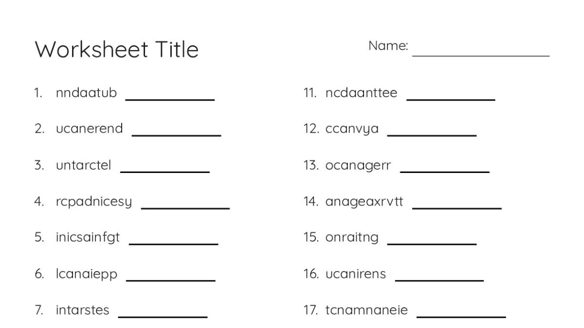 Worksheet Title - My Worksheet Maker: Create Your Own Worksheets