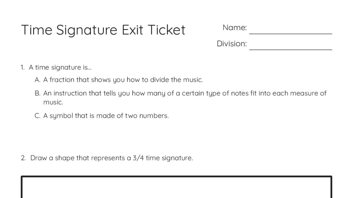 Time Signature Exit Ticket - My Worksheet Maker: Create Your Own Worksheets