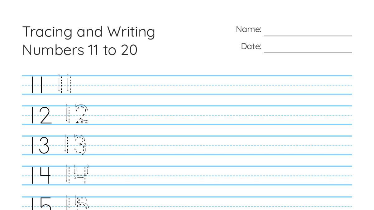 Tracing and Writing Numbers 11 to 20 - My Worksheet Maker: Create Your ...