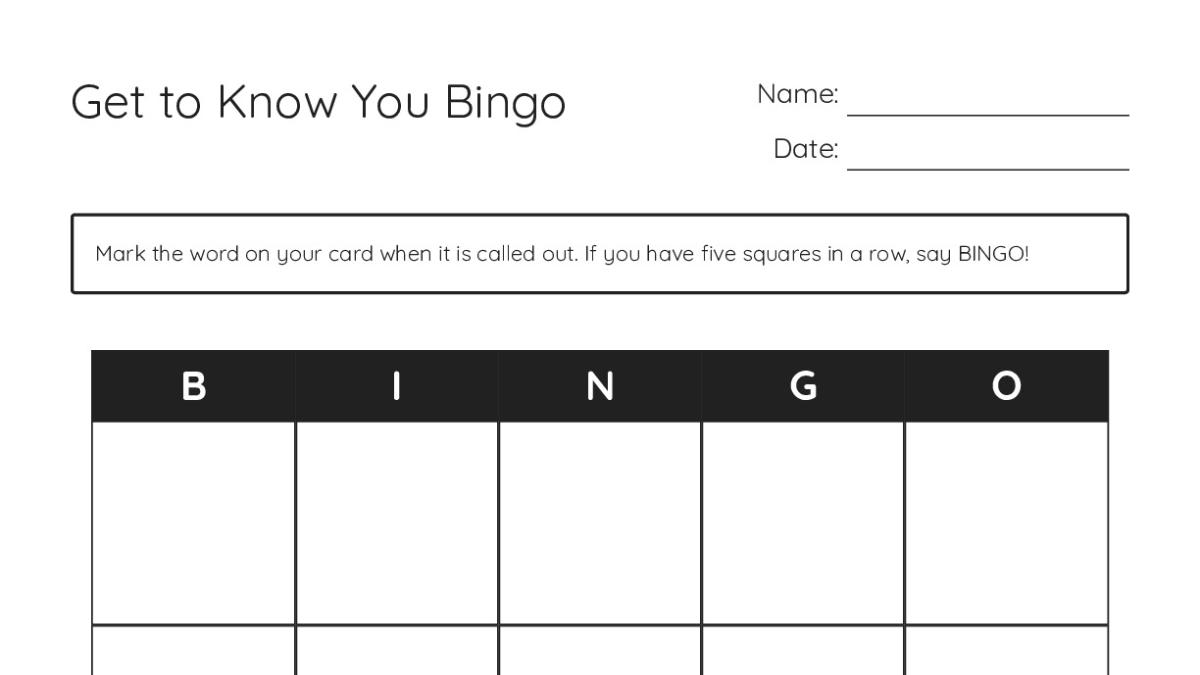 Get to Know You Bingo - My Bingo Maker: Create Your Own Bingo Cards