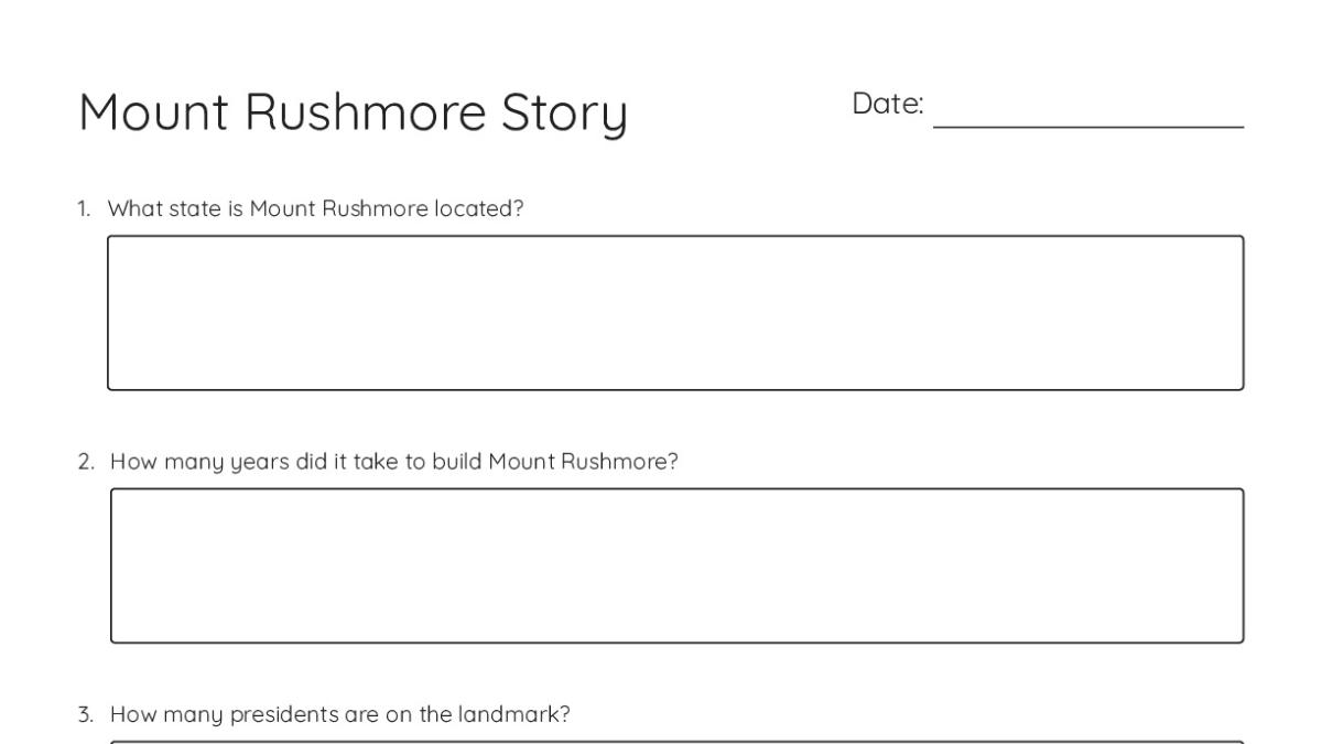 Mount Rushmore Story - My Worksheet Maker: Create Your Own Worksheets