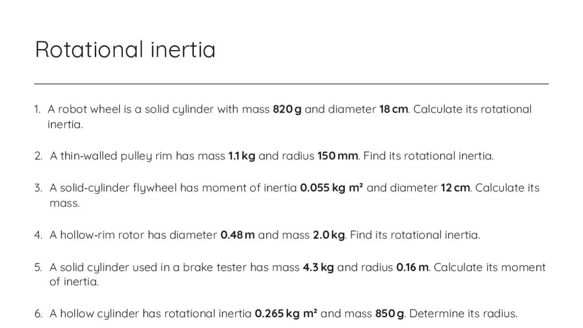 Rotational inertia - My Worksheet Maker: Create Your Own Worksheets