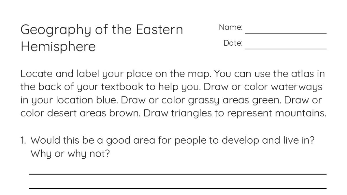 Geography of the Eastern Hemisphere - My Worksheet Maker: Create Your ...