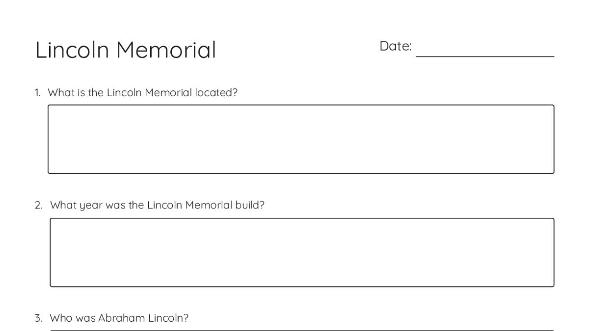 Lincoln Memorial - My Worksheet Maker: Create Your Own Worksheets