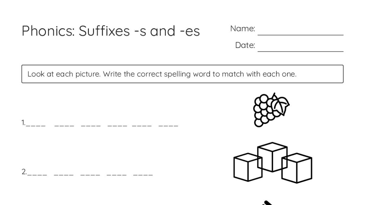Phonics: Suffixes -s and -es - My Worksheet Maker: Create Your Own ...