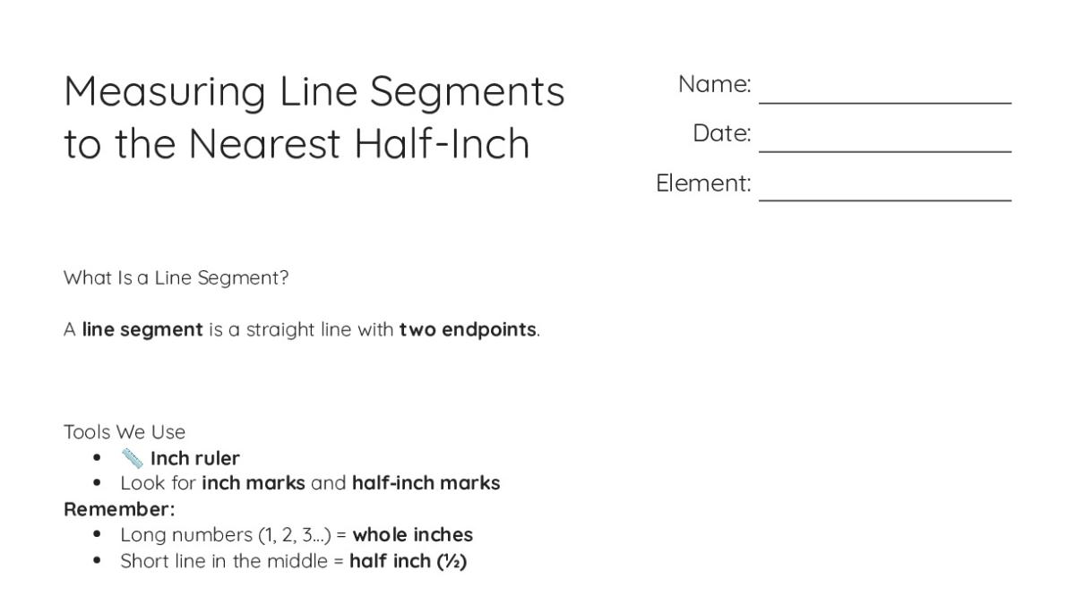 Measuring Line Segments to the Nearest Half-Inch - My Worksheet Maker ...