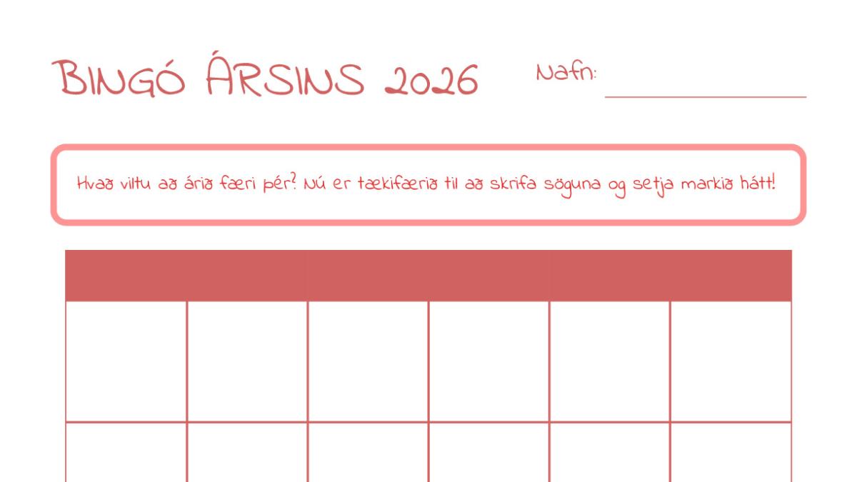 BINGÓ ÁRSINS 2026 - My Bingo Maker: Create Your Own Bingo Cards