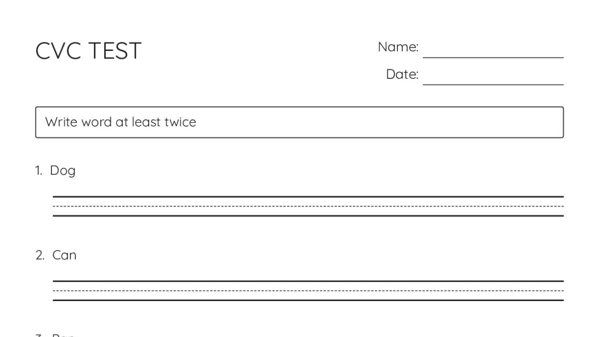 CVC TEST - My Worksheet Maker: Create Your Own Worksheets
