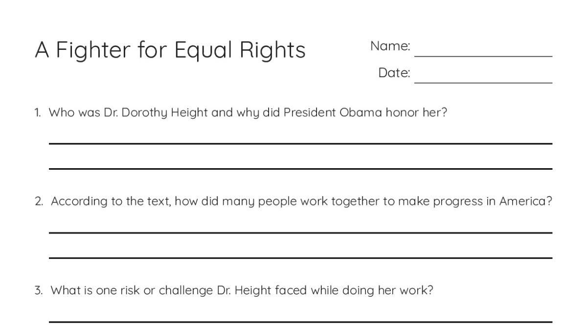 A Fighter for Equal Rights - My Worksheet Maker: Create Your Own Worksheets