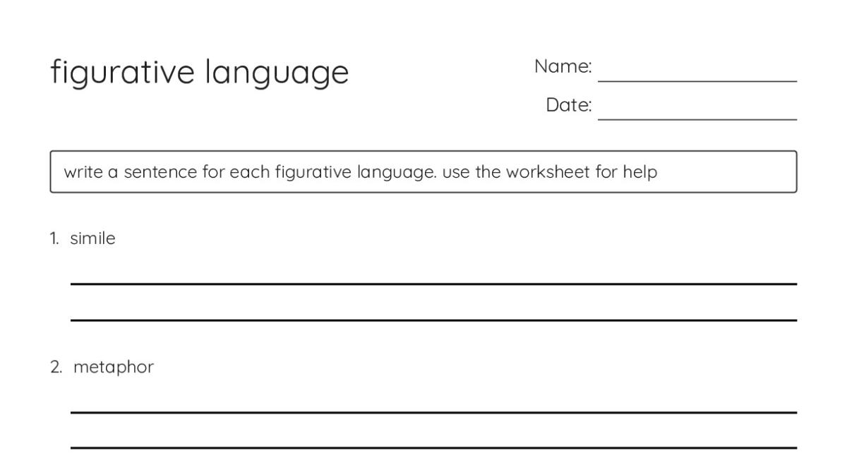 figurative language - My Worksheet Maker: Create Your Own Worksheets