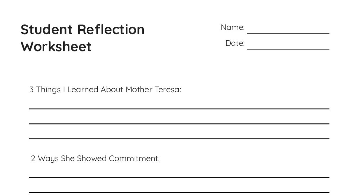 Student Reflection Worksheet - My Worksheet Maker: Create Your Own ...