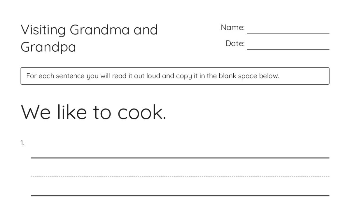 Visiting Grandma and Grandpa - My Worksheet Maker: Create Your Own ...
