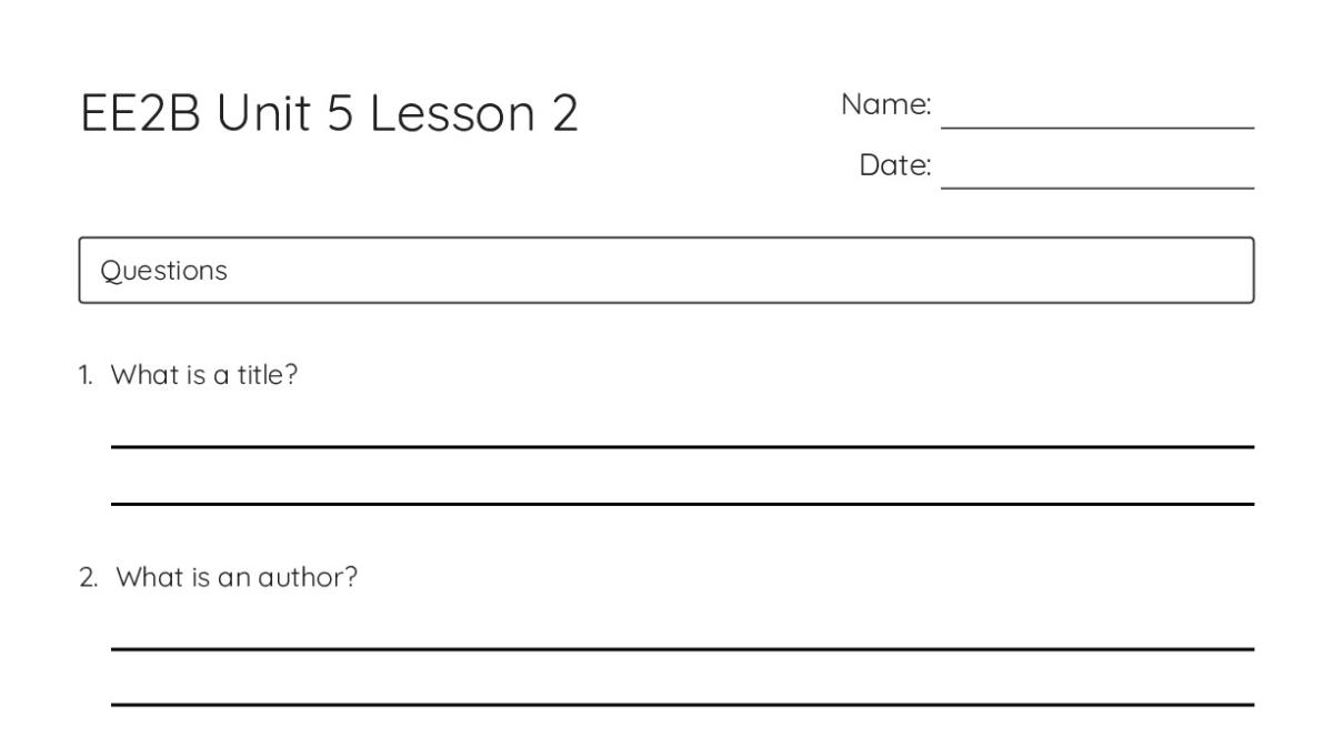 EE2B Unit 5 Lesson 2 - My Worksheet Maker: Create Your Own Worksheets