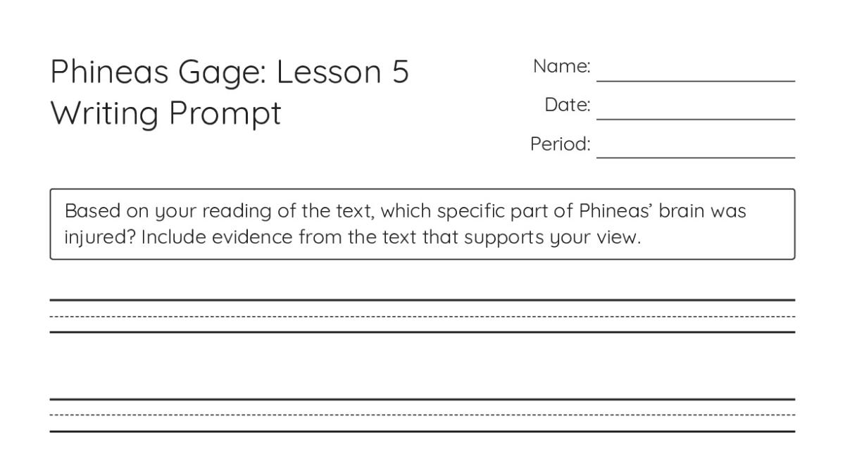 Phineas Gage: Lesson 5 Writing Prompt - My Worksheet Maker: Create Your ...