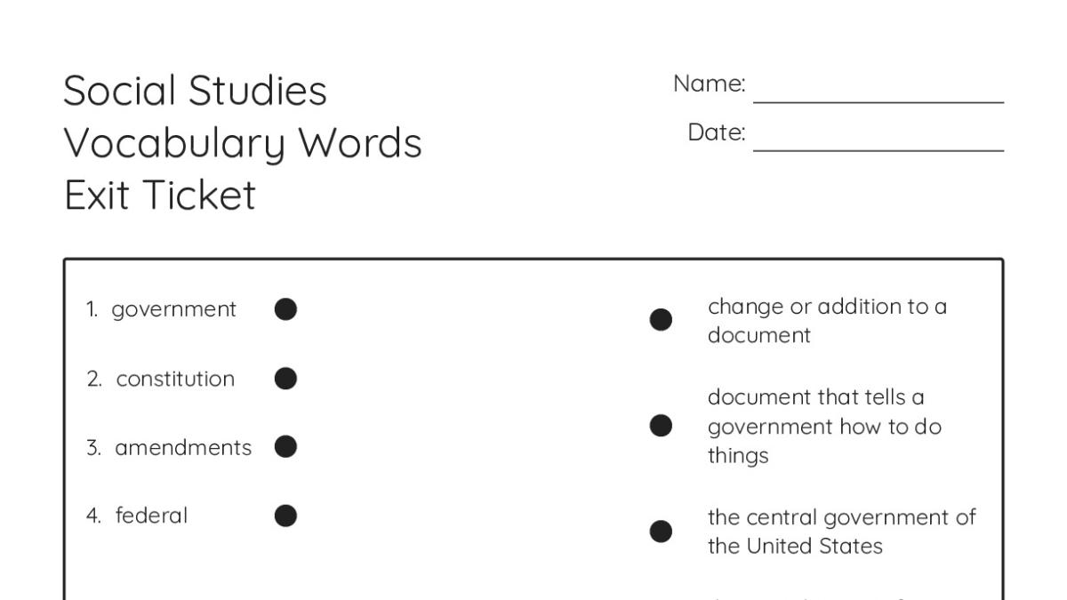 Social Studies Vocabulary Words Exit Ticket - My Worksheet Maker ...