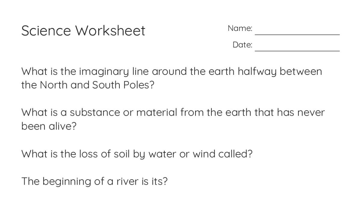 Science Worksheet - My Worksheet Maker: Create Your Own Worksheets