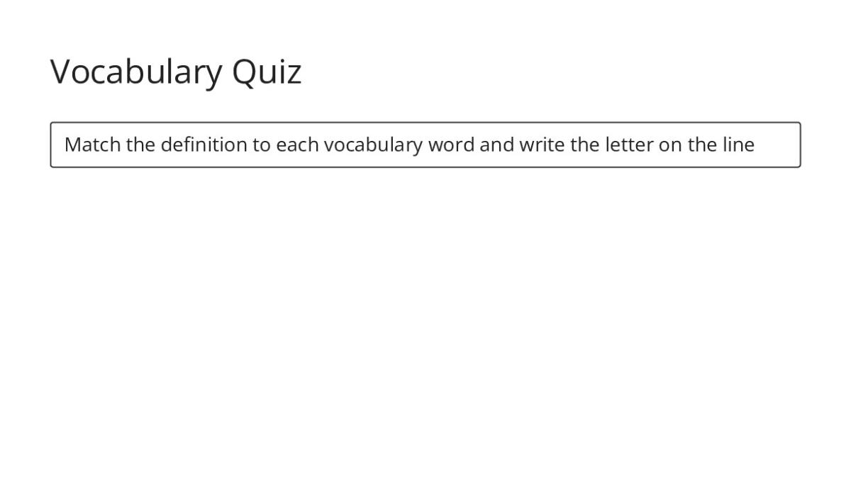 Vocabulary Quiz - My Worksheet Maker: Create Your Own Worksheets