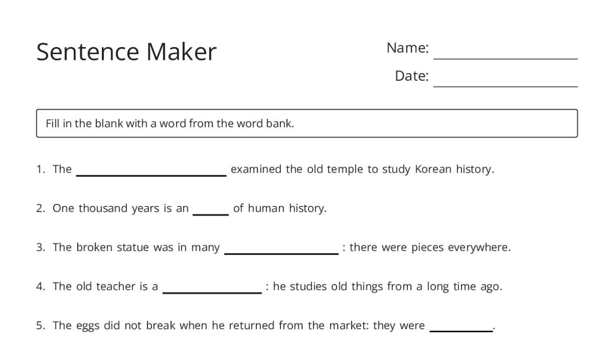Sentence Maker - My Worksheet Maker: Create Your Own Worksheets