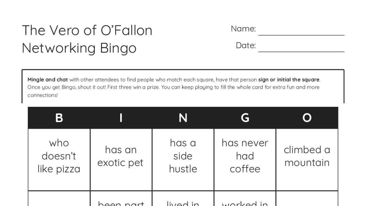 The Vero of O’Fallon Networking Bingo - My Bingo Maker: Create Your Own ...