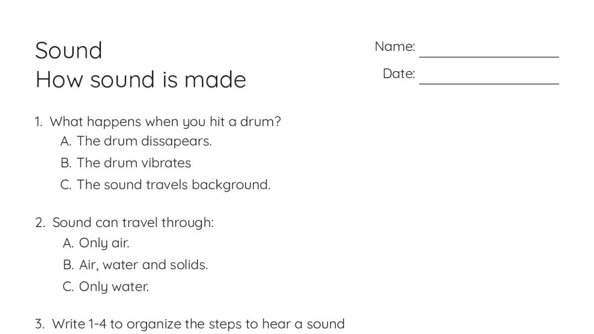 Sound How sound is made - My Worksheet Maker: Create Your Own Worksheets