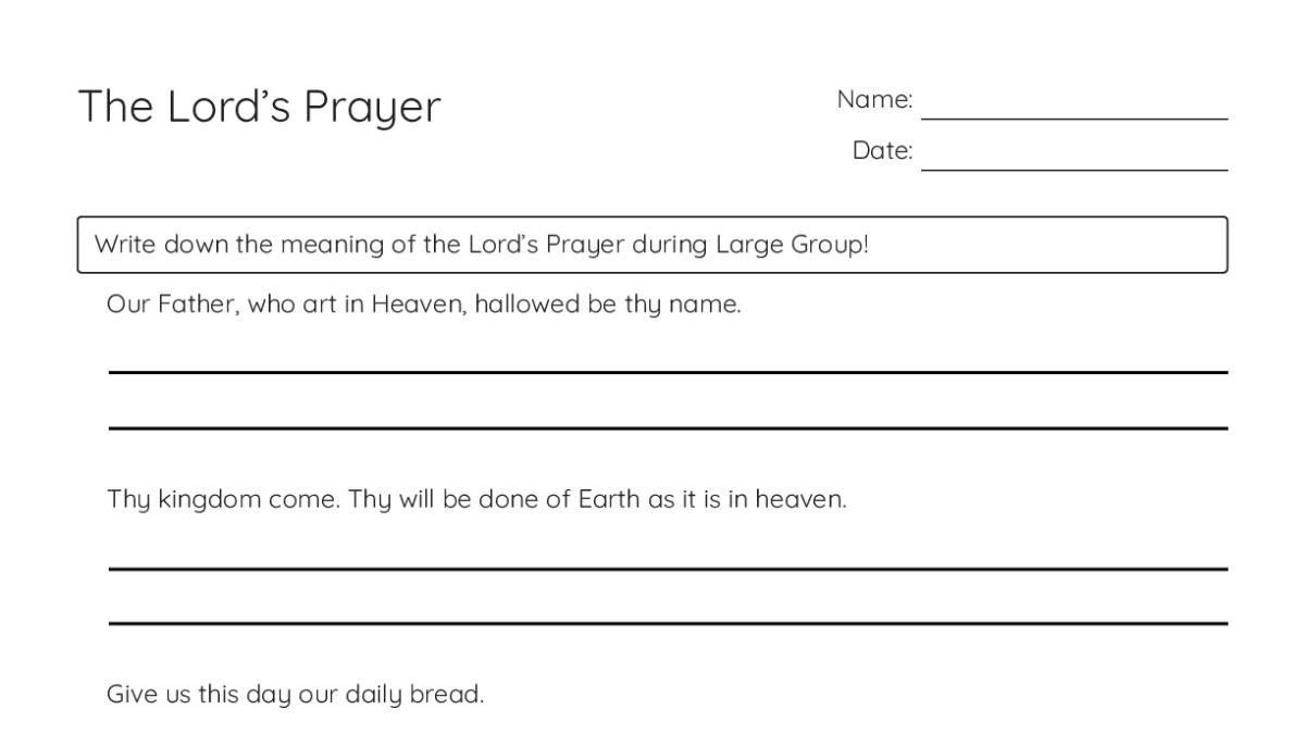 The Lord’s Prayer - My Worksheet Maker: Create Your Own Worksheets