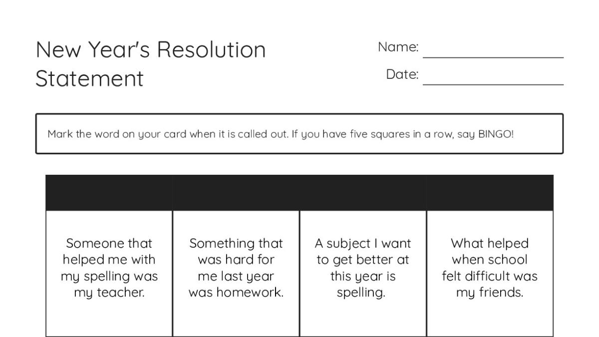 New Year's Resolution Statement - My Bingo Maker: Create Your Own Bingo ...