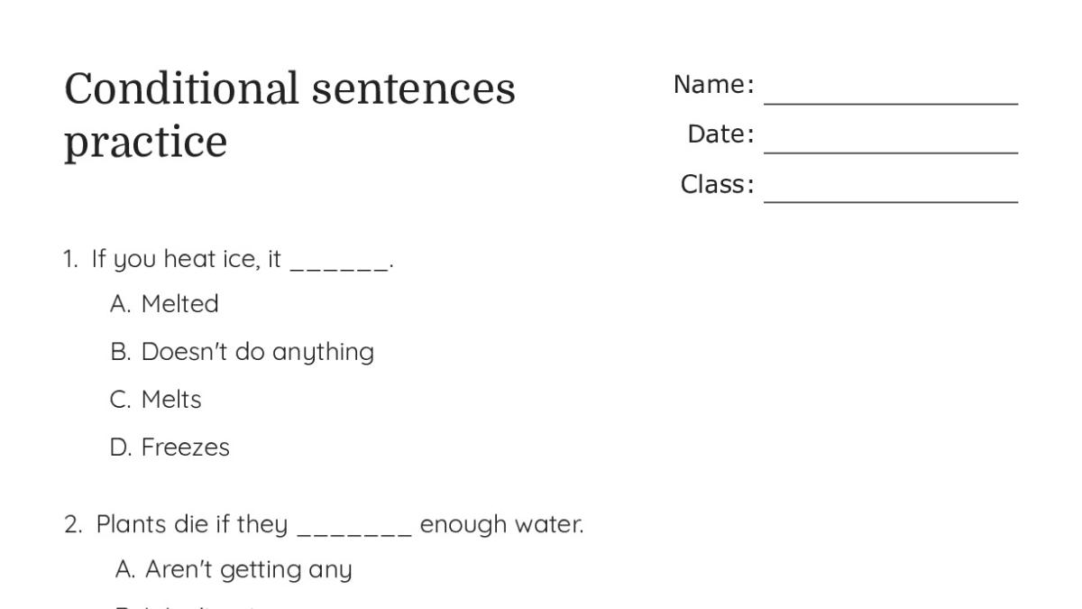 Conditional sentences practice - My Worksheet Maker: Create Your Own ...
