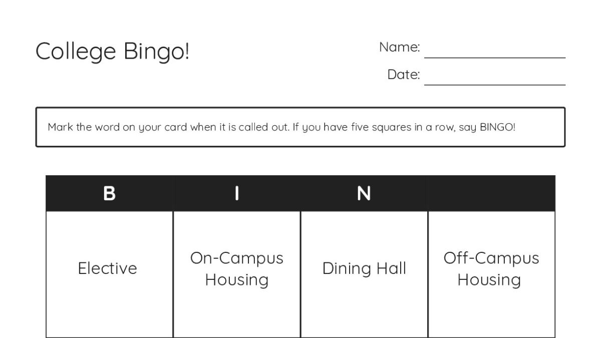 College Bingo! - My Bingo Maker: Create Your Own Bingo Cards
