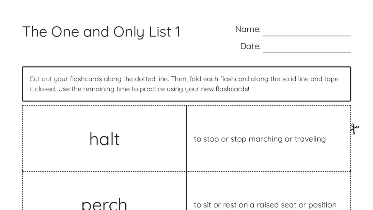 The One and Only List 1 - My Flashcard Maker: Create Your Own Flashcards