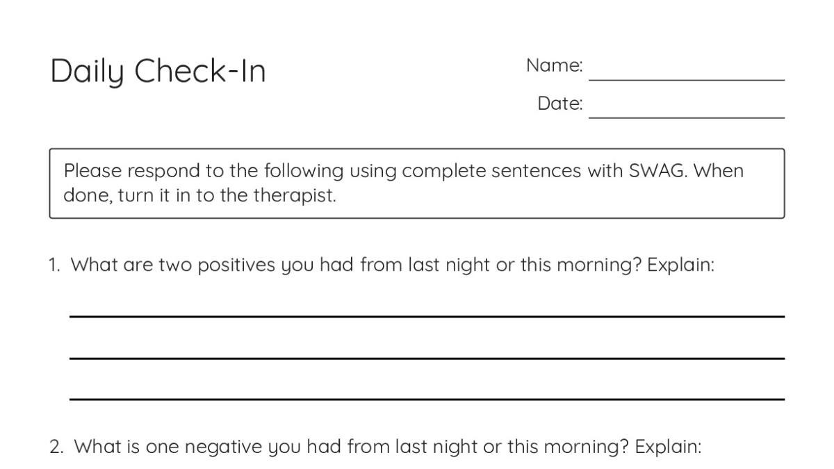 Daily Check-In - My Worksheet Maker: Create Your Own Worksheets