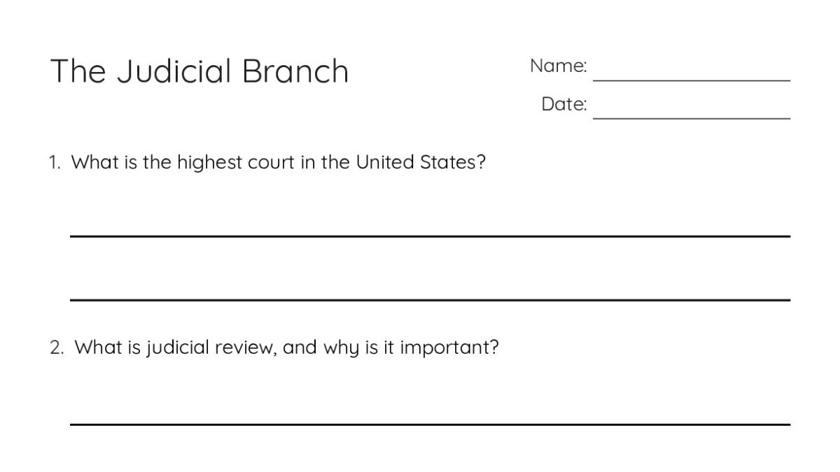 The Judicial Branch - My Worksheet Maker: Create Your Own Worksheets