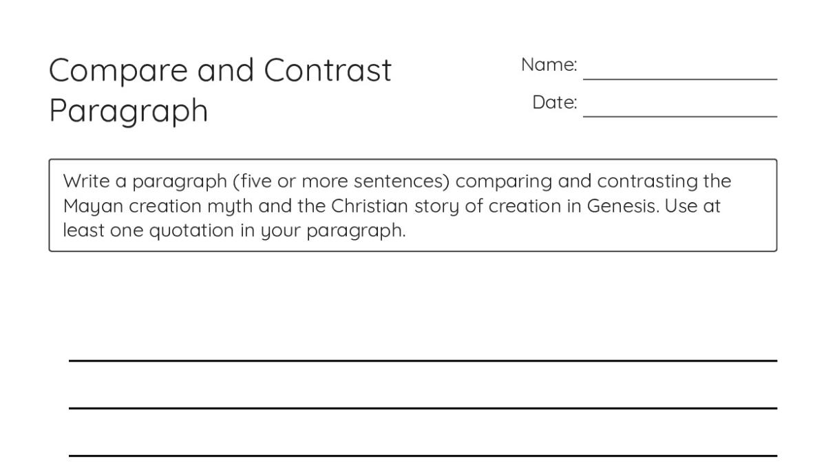 Compare and Contrast Paragraph - My Worksheet Maker: Create Your Own ...