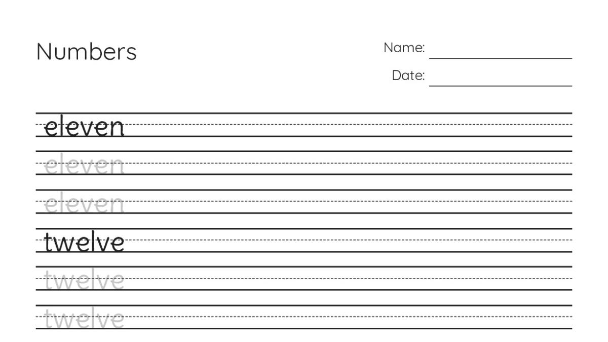 Numbers - My Worksheet Maker: Create Your Own Worksheets