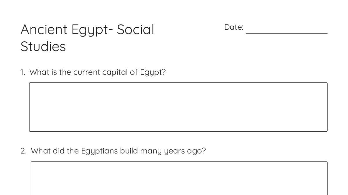 Ancient Egypt- Social Studies - My Worksheet Maker: Create Your Own ...