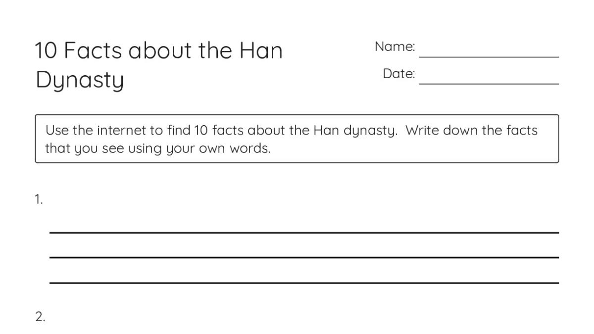 10 Facts about the Han Dynasty - My Worksheet Maker: Create Your Own ...