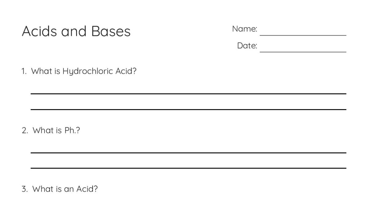 Acids and Bases - My Worksheet Maker: Create Your Own Worksheets