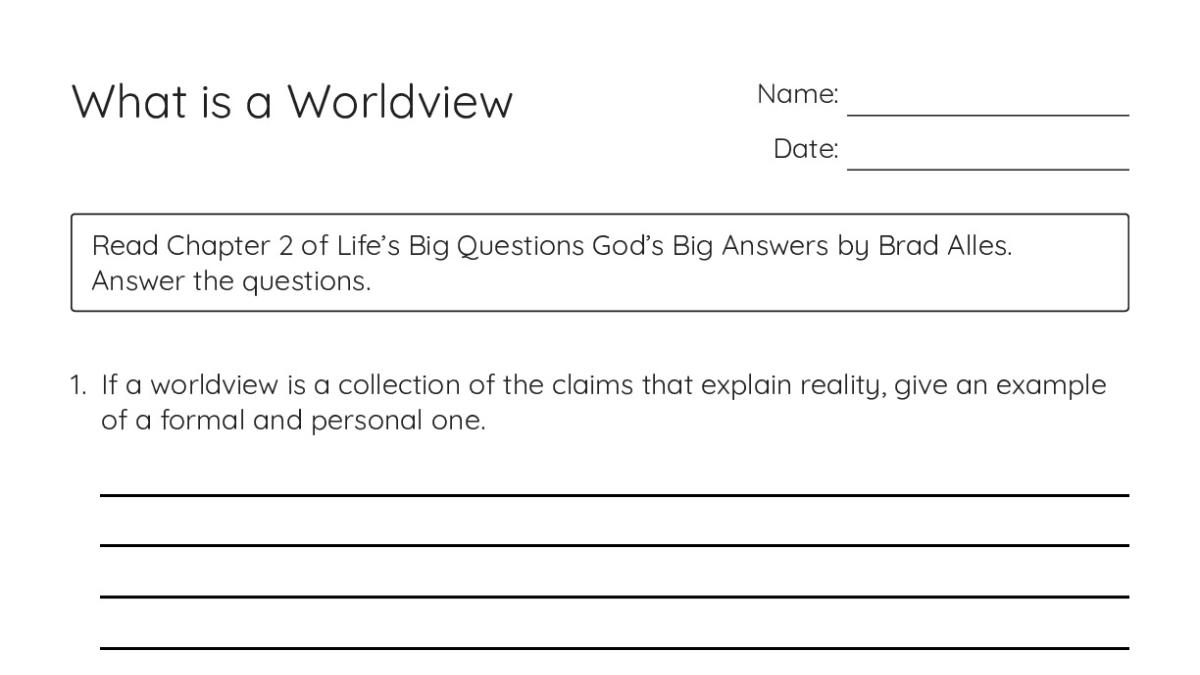 What is a Worldview - My Worksheet Maker: Create Your Own Worksheets