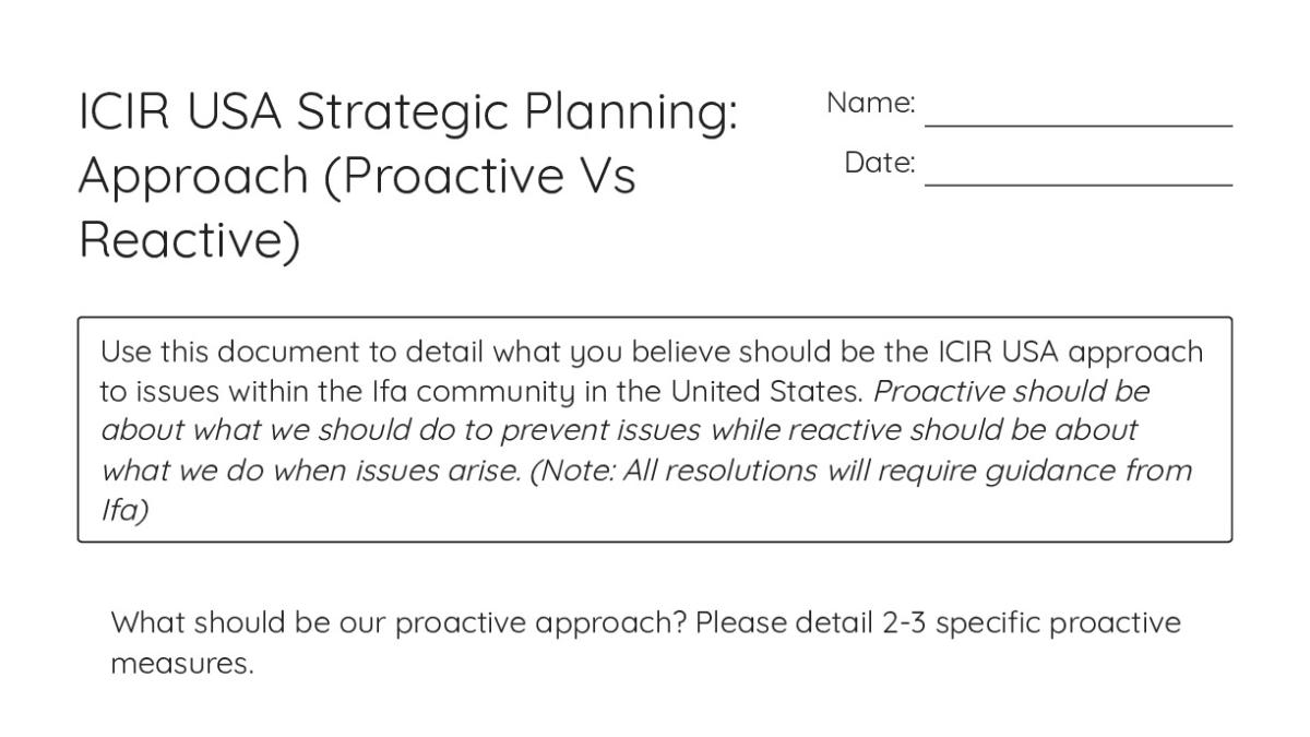 ICIR USA Strategic Planning: Approach (Proactive Vs Reactive) - My ...