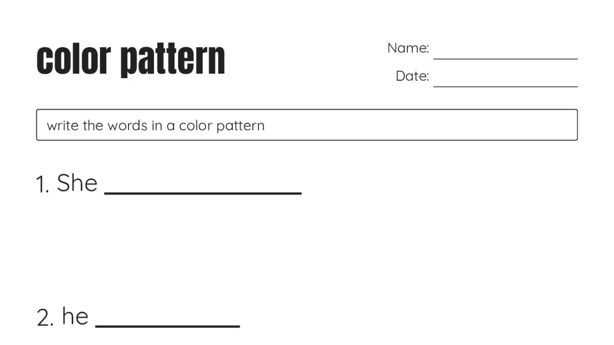 color pattern - My Worksheet Maker: Create Your Own Worksheets