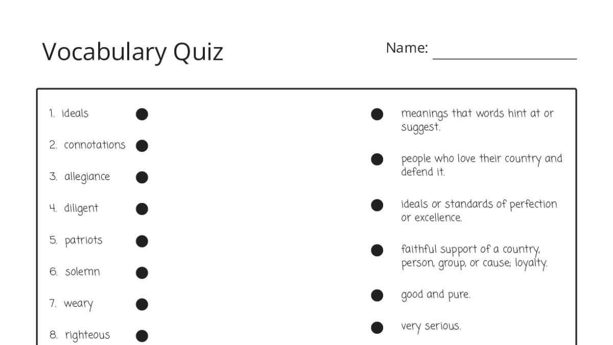 Vocabulary Quiz - My Worksheet Maker: Create Your Own Worksheets