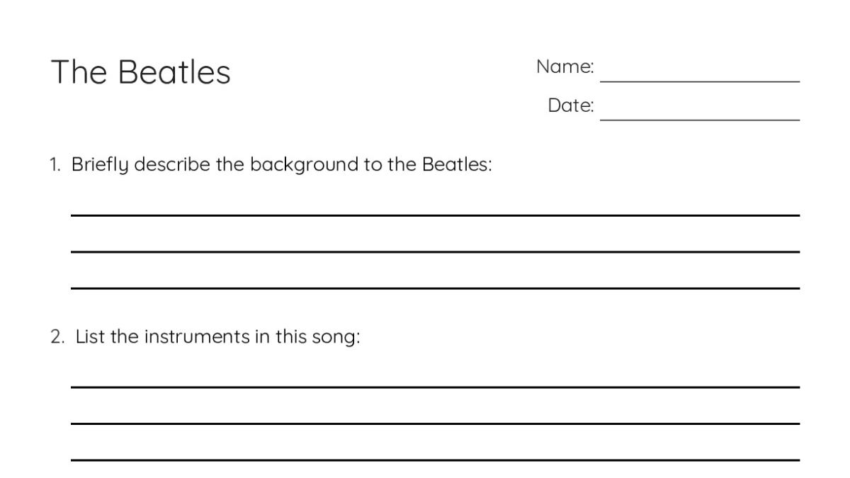 The Beatles - My Worksheet Maker: Create Your Own Worksheets