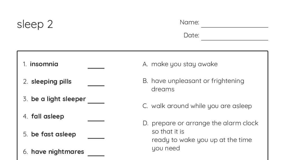 sleep 2 - My Worksheet Maker: Create Your Own Worksheets