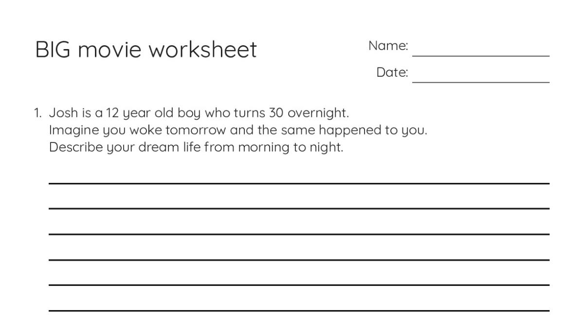 BIG movie worksheet - My Worksheet Maker: Create Your Own Worksheets