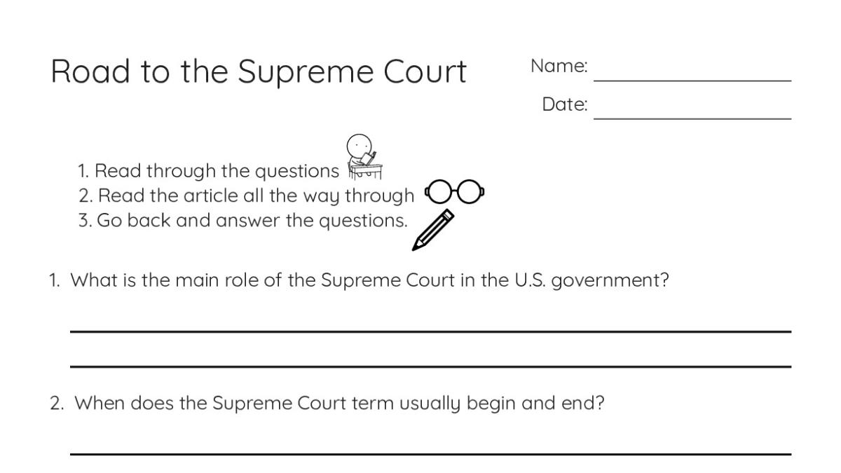 Road to the Supreme Court - My Worksheet Maker: Create Your Own Worksheets