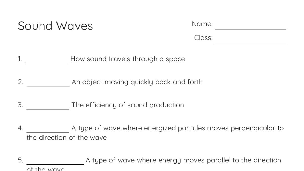 Sound Waves - My Worksheet Maker: Create Your Own Worksheets