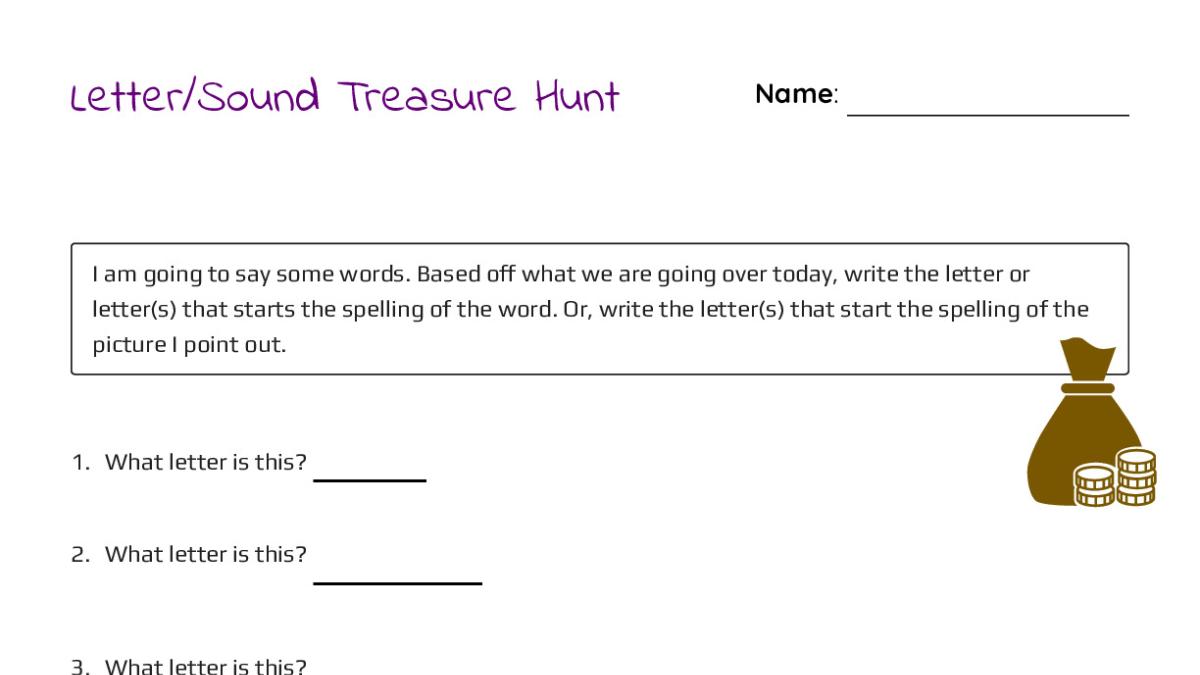 Letter/Sound Treasure Hunt - My Worksheet Maker: Create Your Own Worksheets